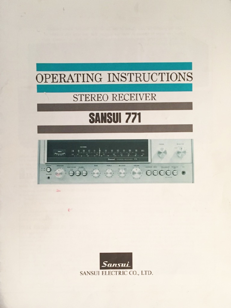 Sansui 771 OPERATING INSTRUCTIONS | PDF