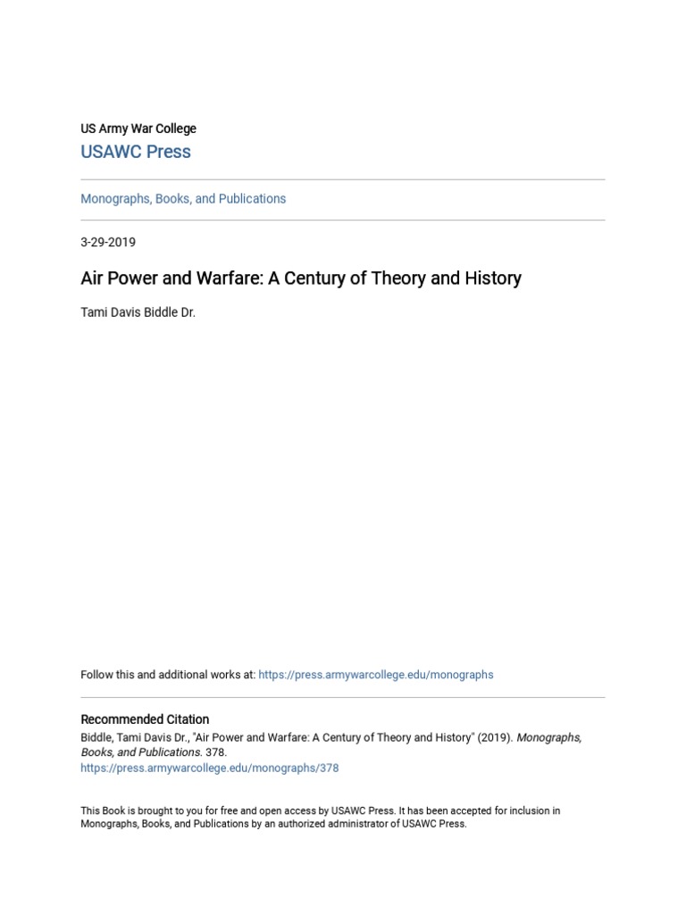 Air Power and Warfare - A Century of Theory and History | PDF ...