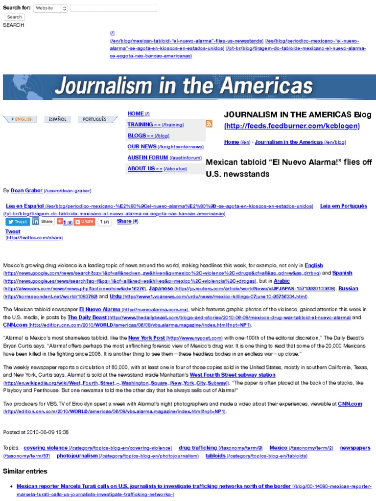 Mexican Tabloid "El Nuevo Alarma!" Flies Off U.S. Newsstands - Knight ...