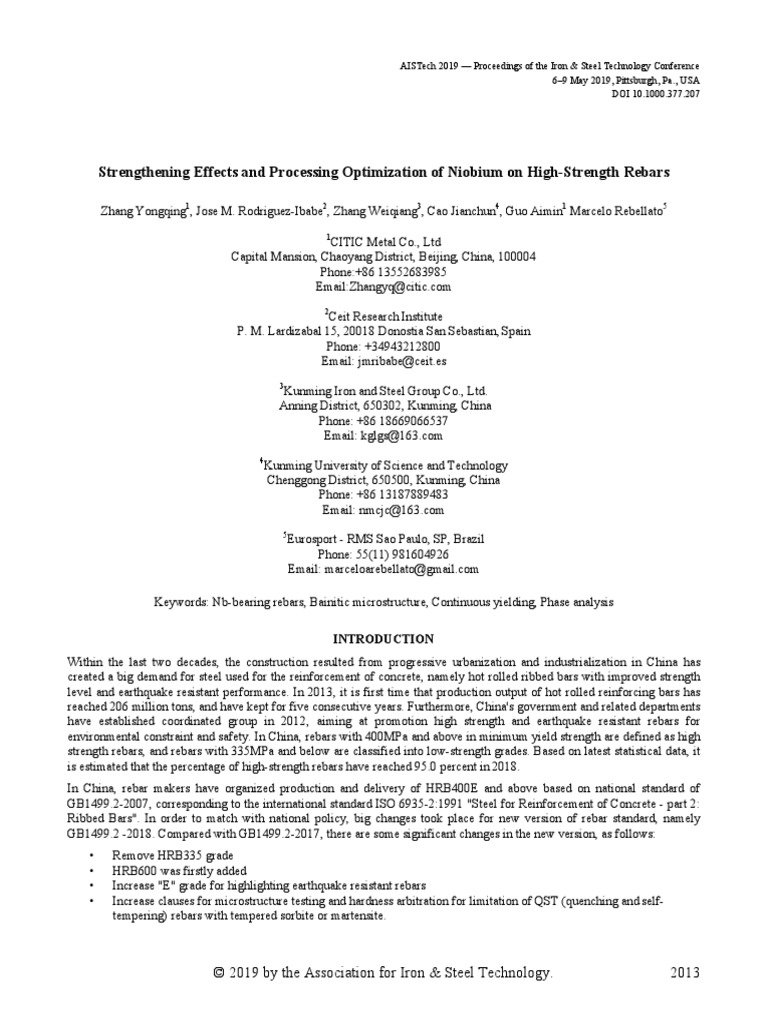 Strengthening Effects and Processing Optimization of Niobium On High ...