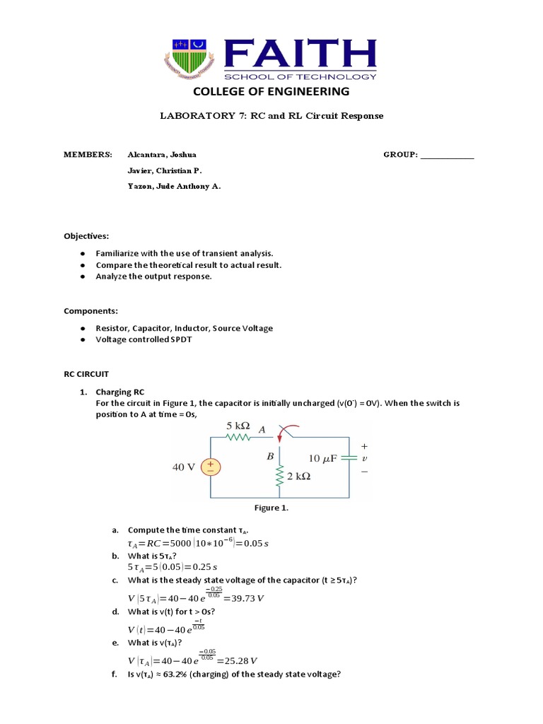 CIRCUIT1-LAB07-RC-and-RL-Transient-Response-1 | PDF | Electrical ...