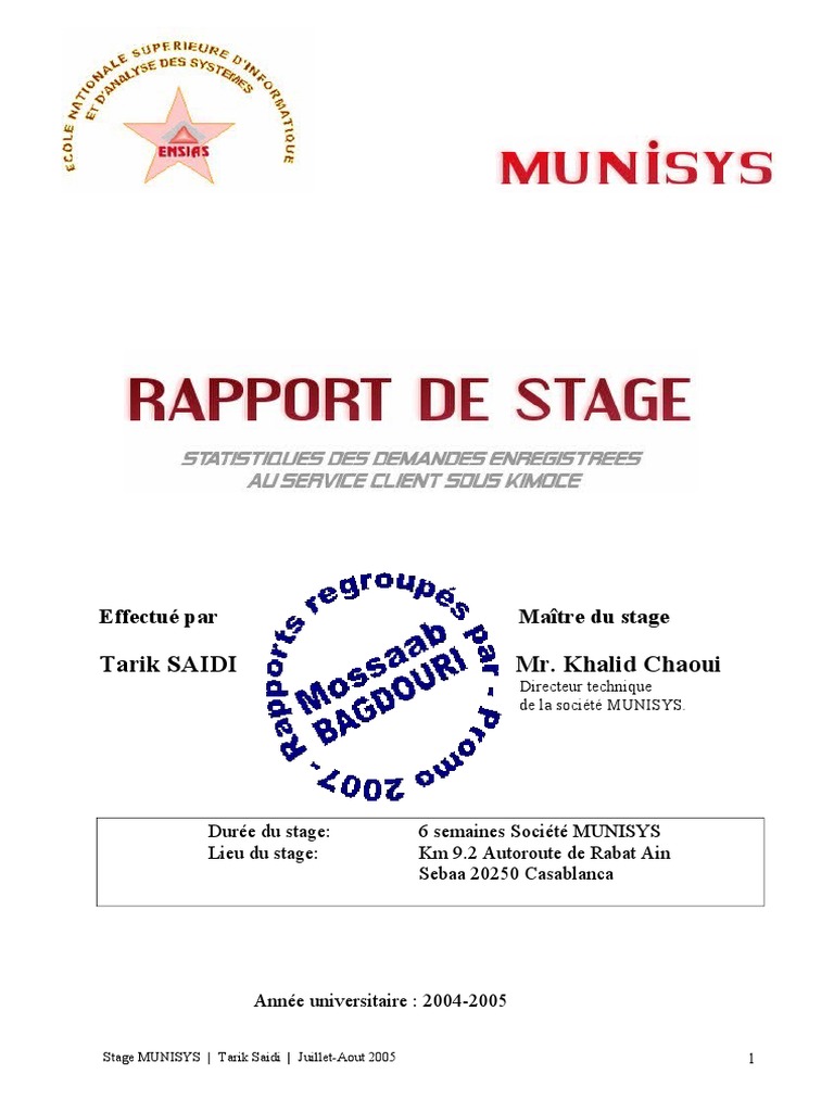 Stage chez MUNISYS avec Tarik Saidi | PDF | Microsoft Access | Application