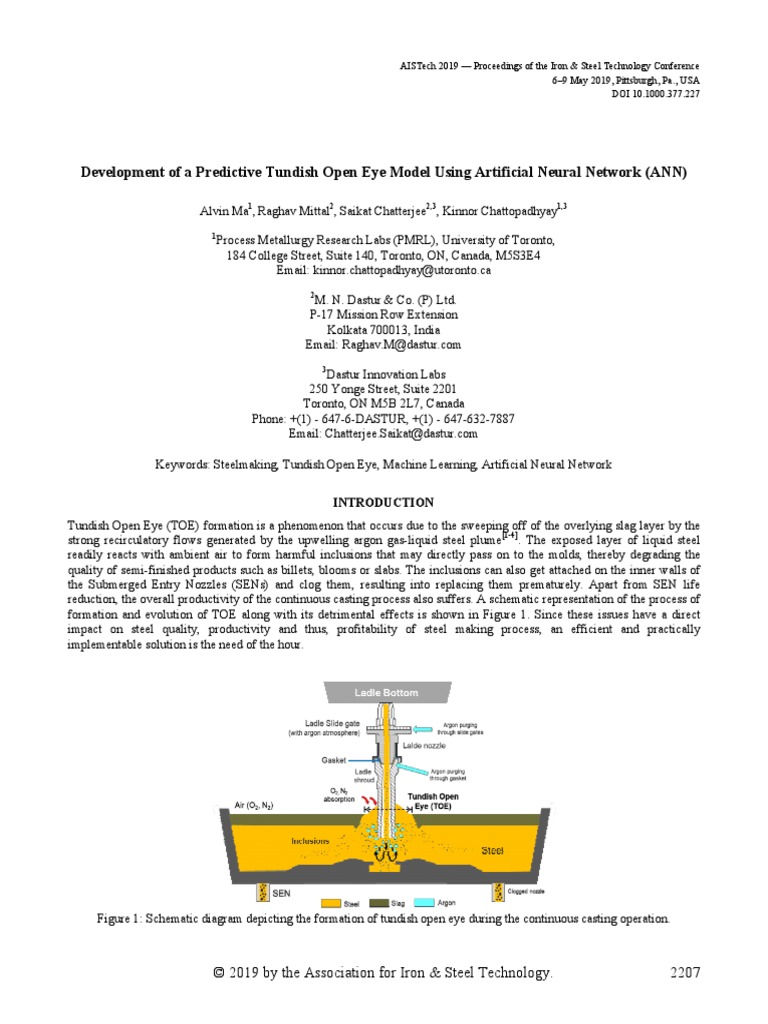 Development of A Predictive Tundish Open Eye Model Using Artificial ...
