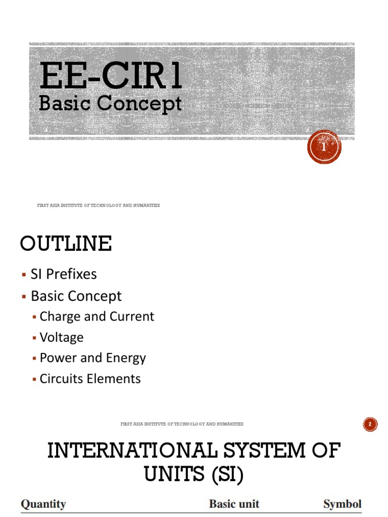 CIRCUIT1 Lec01 Basic Concept | PDF | Electric Power | Voltage