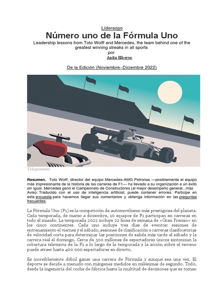 Liderazgo - Lo Que Podemos Aprender de La Formula 1 | PDF | Formula Uno ...