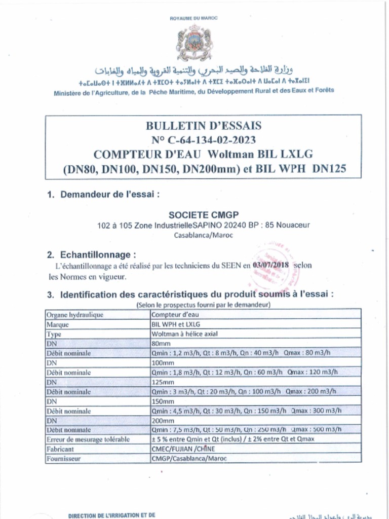 Bulletin D'essai Compteur | PDF