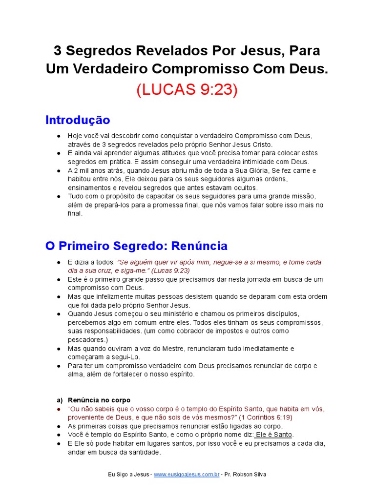 05 - Os Segredos para Um Verdadeiro Compromisso Com Deus | PDF