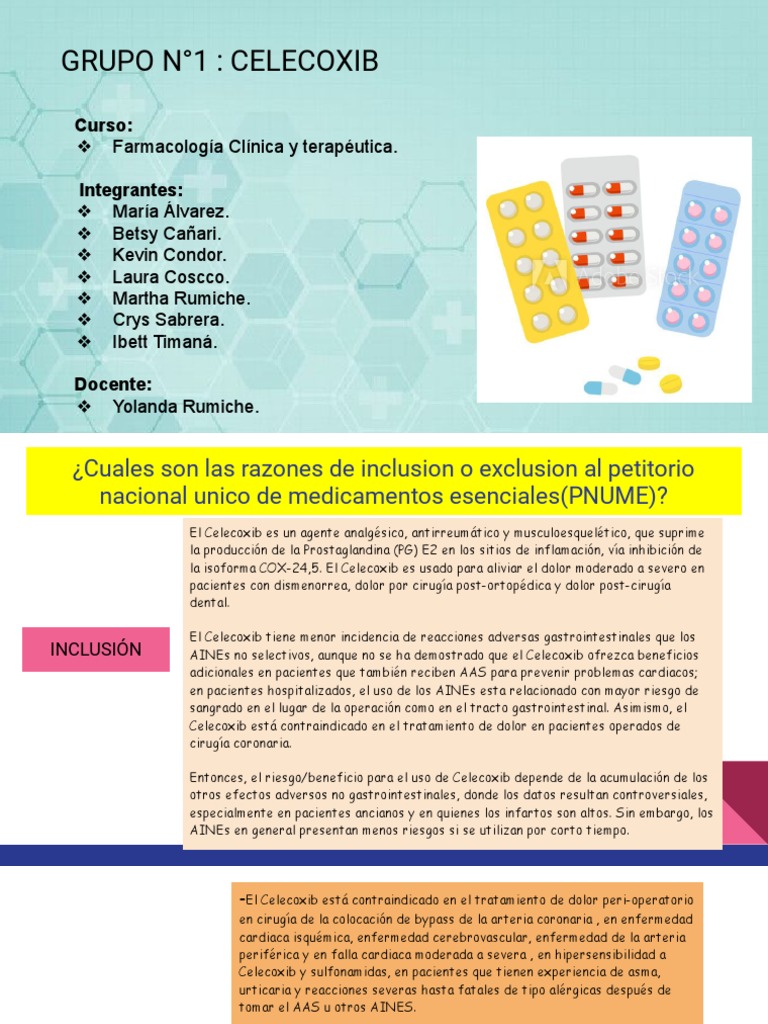 Celecoxib: Inclusión y Exclusión en PNUME | PDF | Droga anti ...