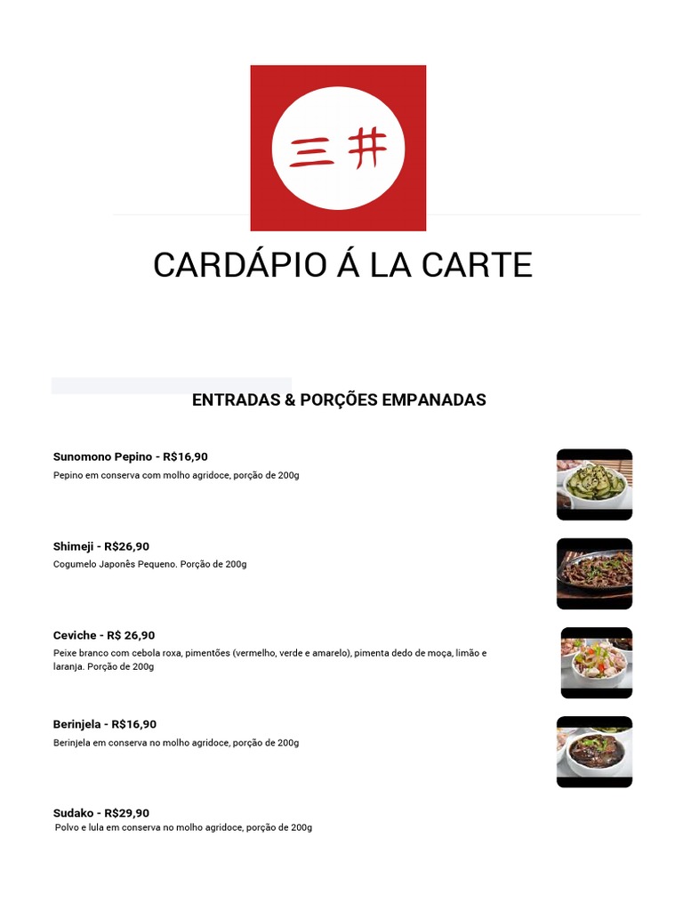 Cardapio Mitsui Sushi 16002502 | PDF | Sushi | Culinária
