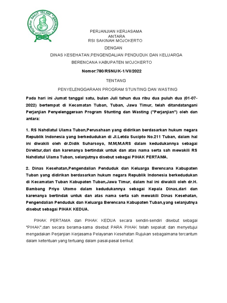 MOU RSI SAKINAH Dengan DINKES | PDF