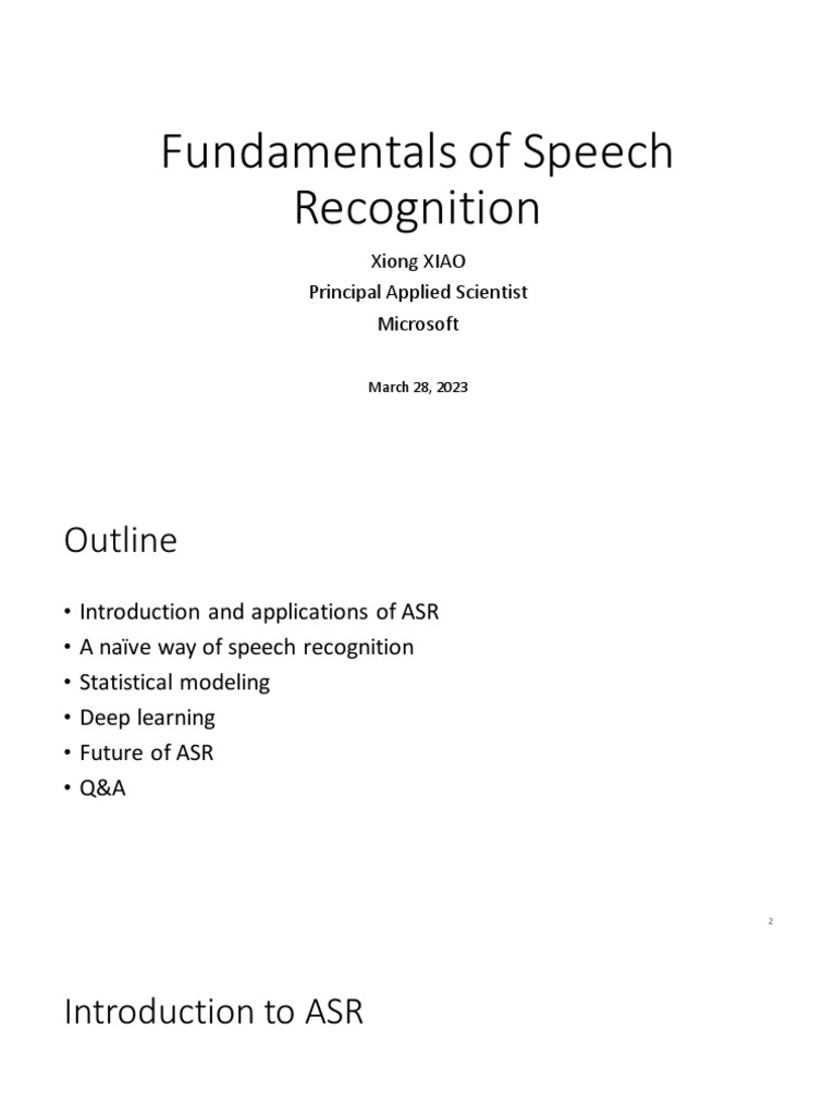 Xiao Guest Lecture ASR | PDF | Speech Recognition | Deep Learning