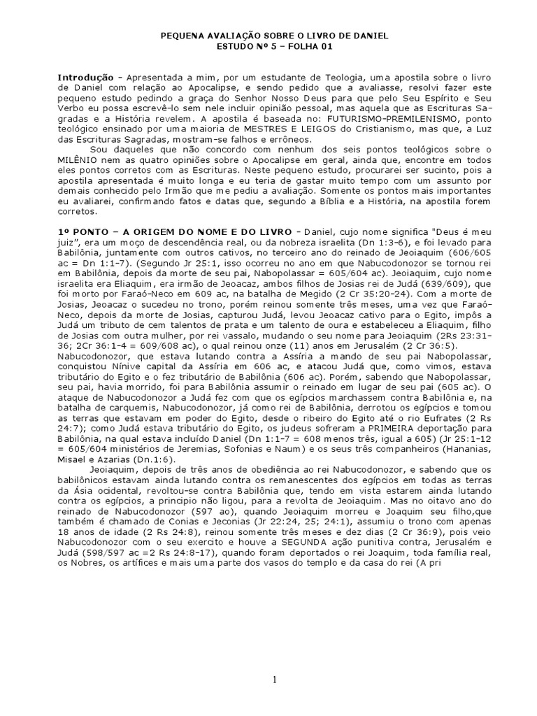 Livro De Daniel 1 Manoel Paulino Pdf Reino De Judá