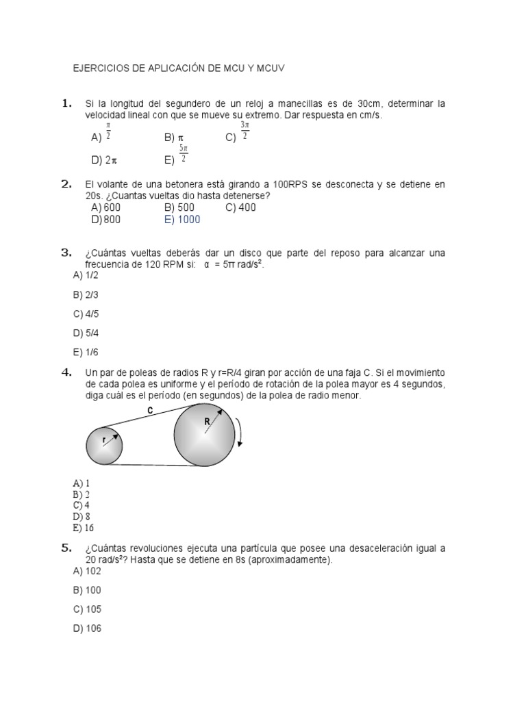 Ejercicios de Aplicación de Mcu y Mcuv | PDF