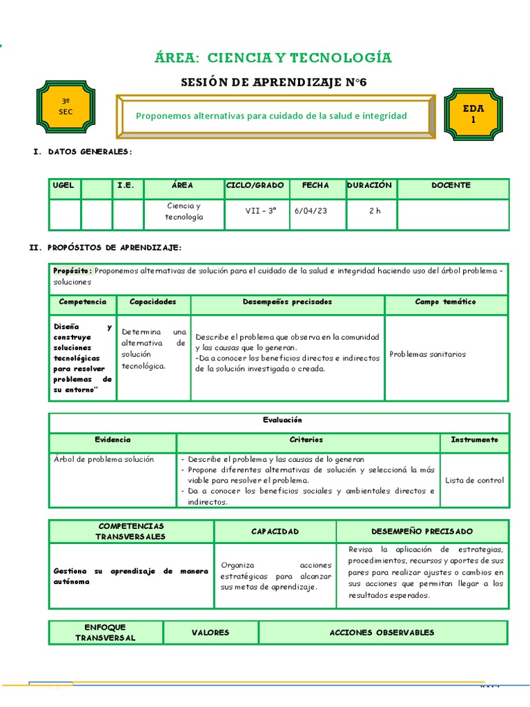 3° SESIÓN DE APRENDIZAJE SESIÓN 6-SEM.3-EXP.1-CyT | Descargar gratis PDF | Aprendizaje | Evaluación