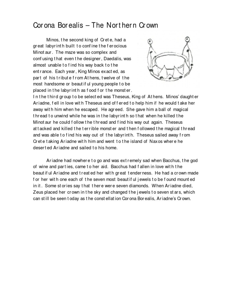 The Myth of Corona Borealis Explained | PDF | Classics