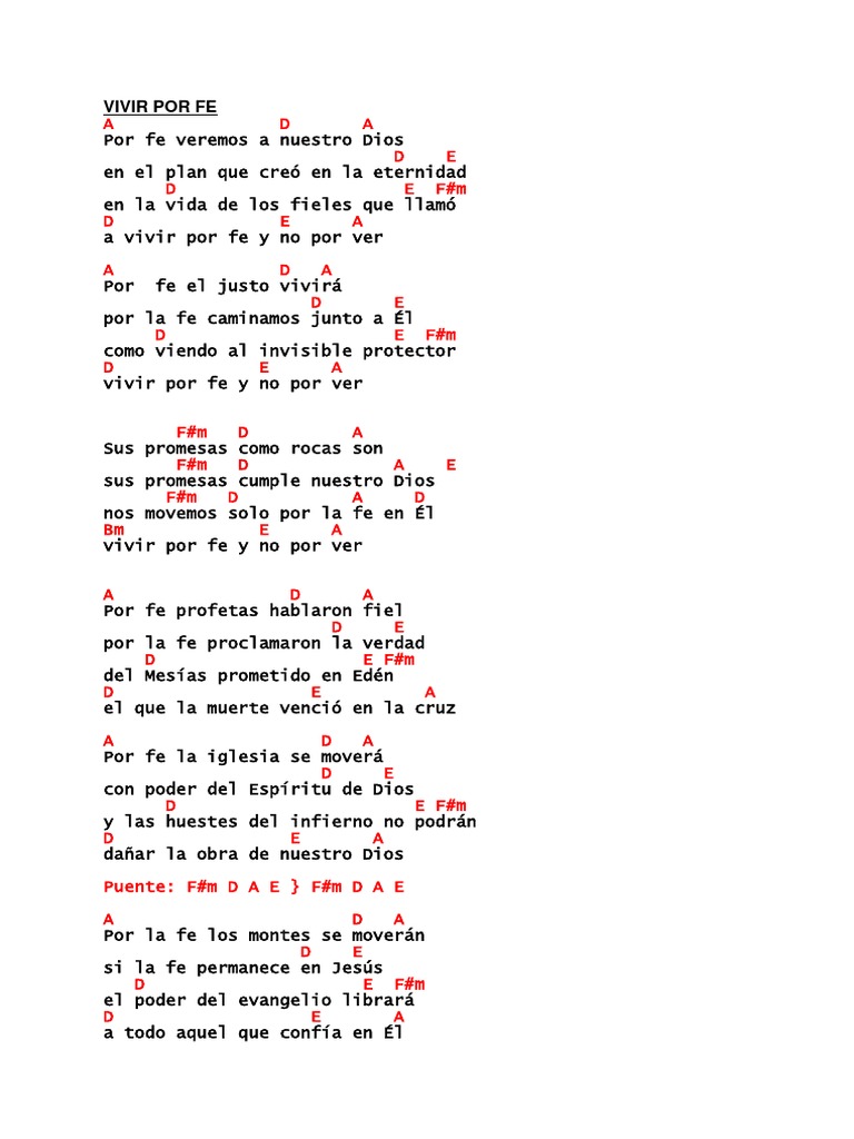 Vivir Por Fe Y No Por Ver Acordes Y Letra Pdf