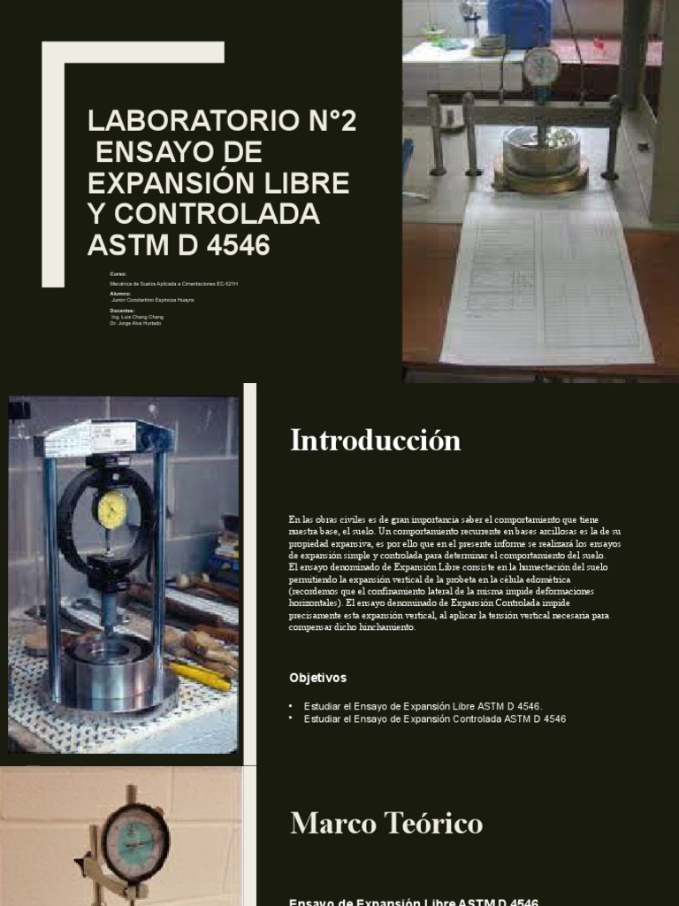 Ensayos de Expansión de Suelos ASTM D 4546 | PDF | Ciencias fisicas ...
