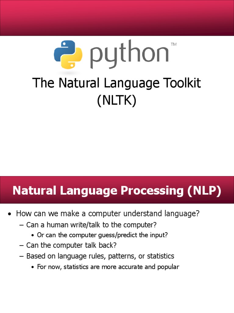 Natural Language Toolkit NLTK PDF | PDF | Python (Programming Language) | Software Engineering
