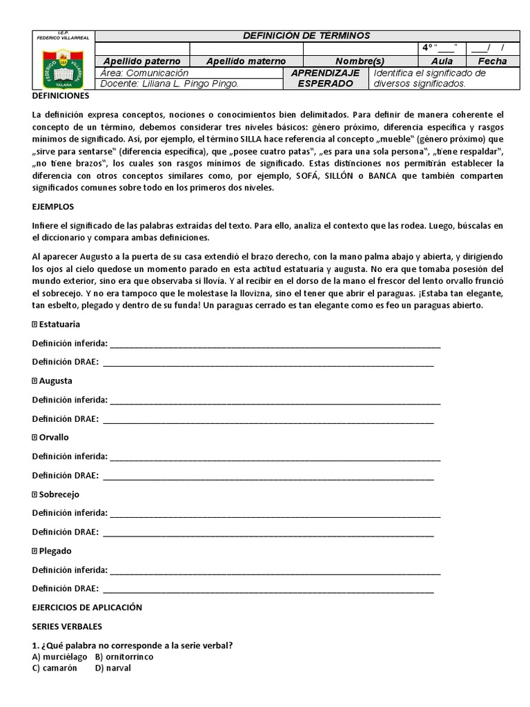 Definición y significado de términos | PDF