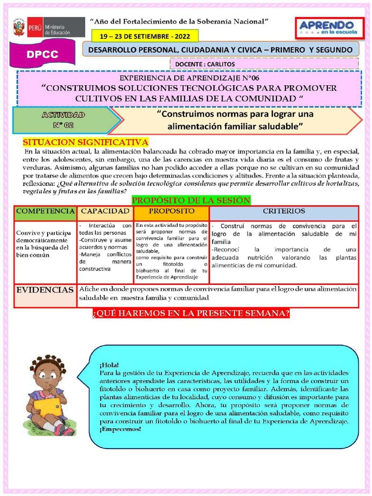 EDA 6 - ACTIVIDAD #2 - 1° y 2° - DPCC - 1 | PDF