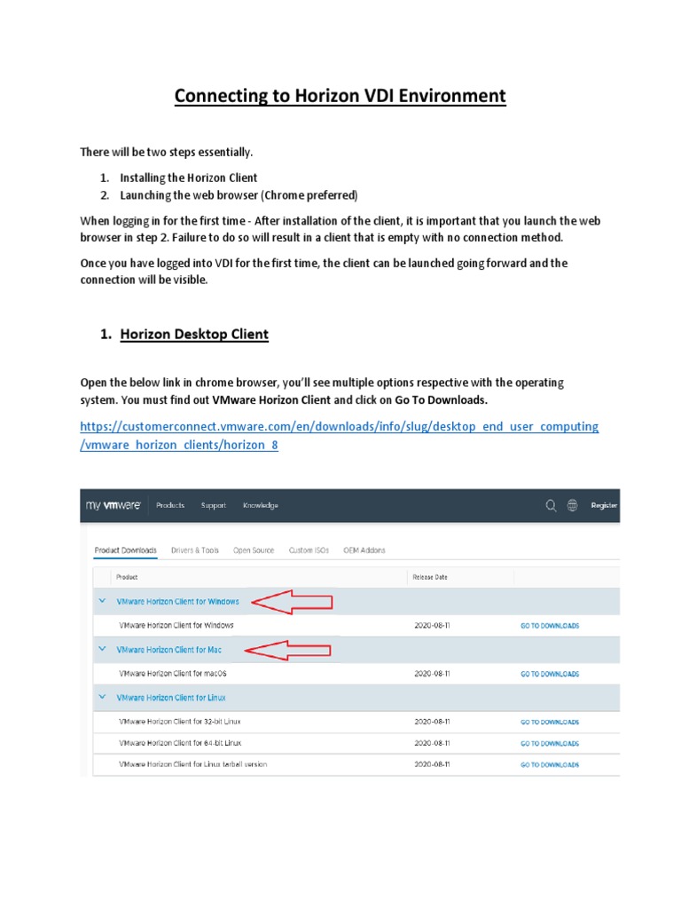 Horizon VDI Connection Guide | PDF | Desktop Virtualization | Login