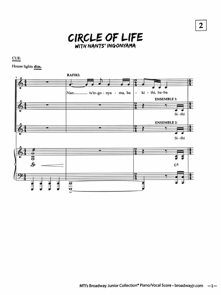 Circle of Life With Piano | PDF