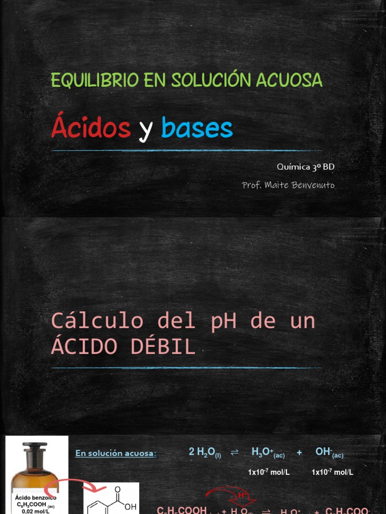 Ficha 10 Equilibrio en Solución Acuosa. Ácidos y Bases 6º. PPT. L4. 1 ...