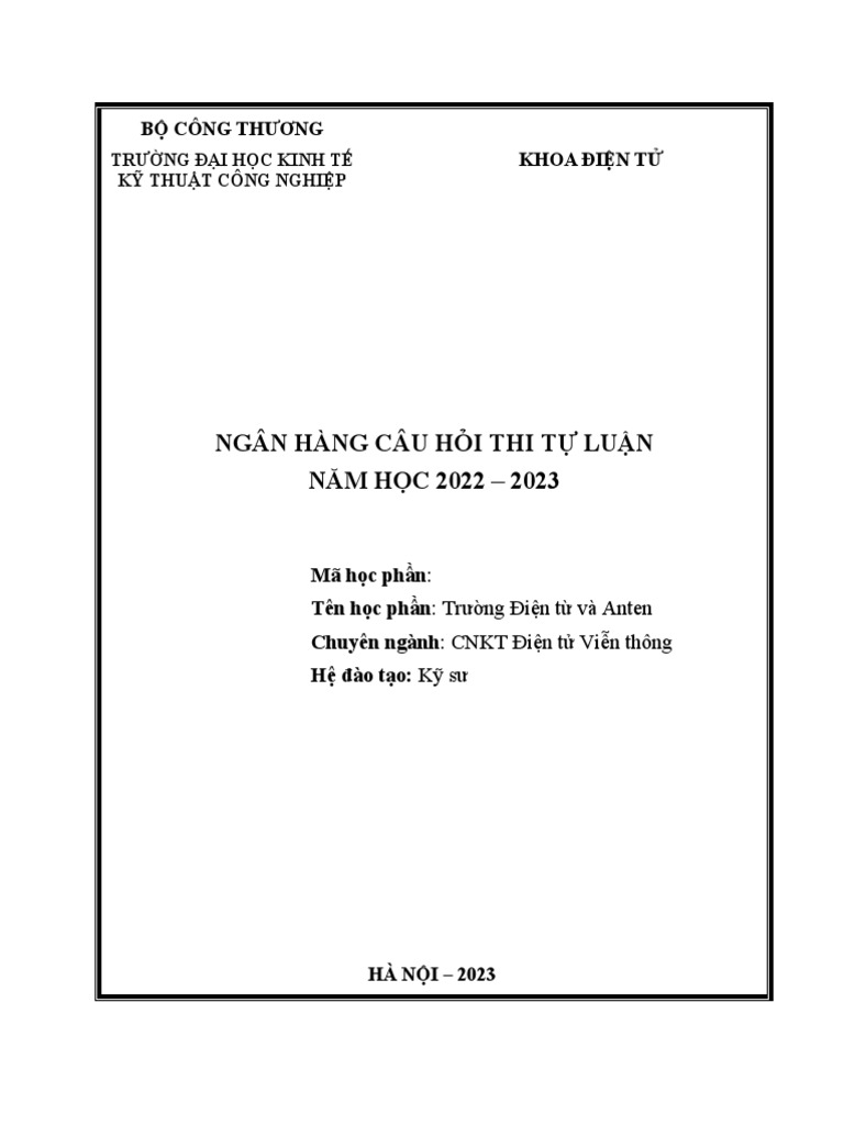 3. NHDT Anten Va Truyen Song - theo Form Tự Luận - SV | PDF