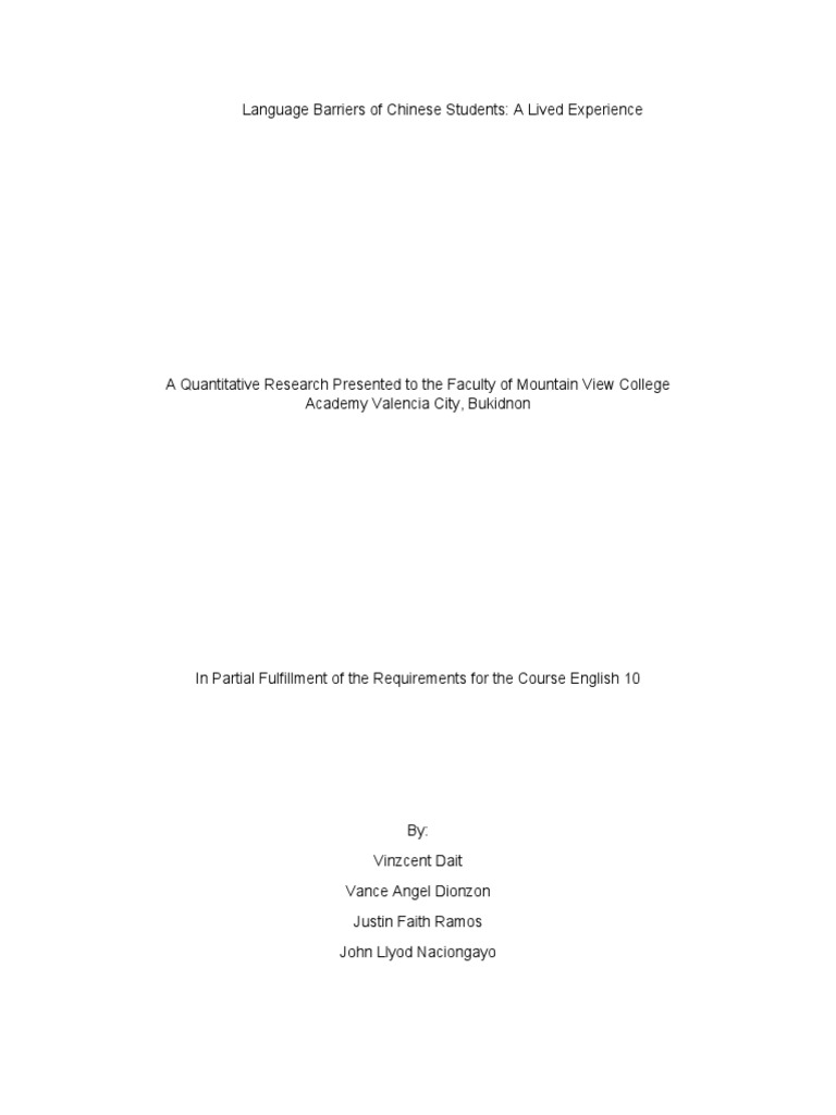 Language Barriers of Chinese Students: Overcoming Challenges Through ...