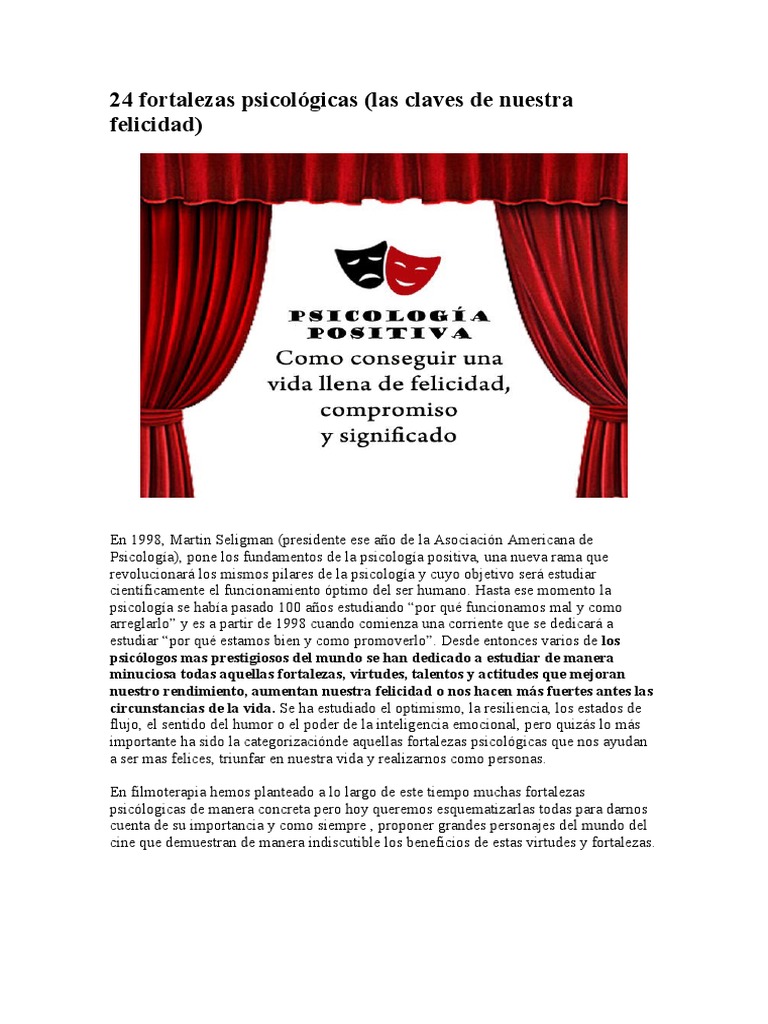 24 fortalezas psicológicas | PDF | Valor | Sicología