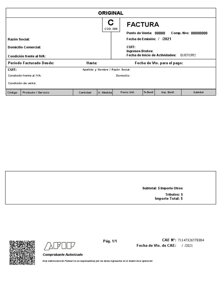 Factura Electronica C | PDF | Factura | Pagos