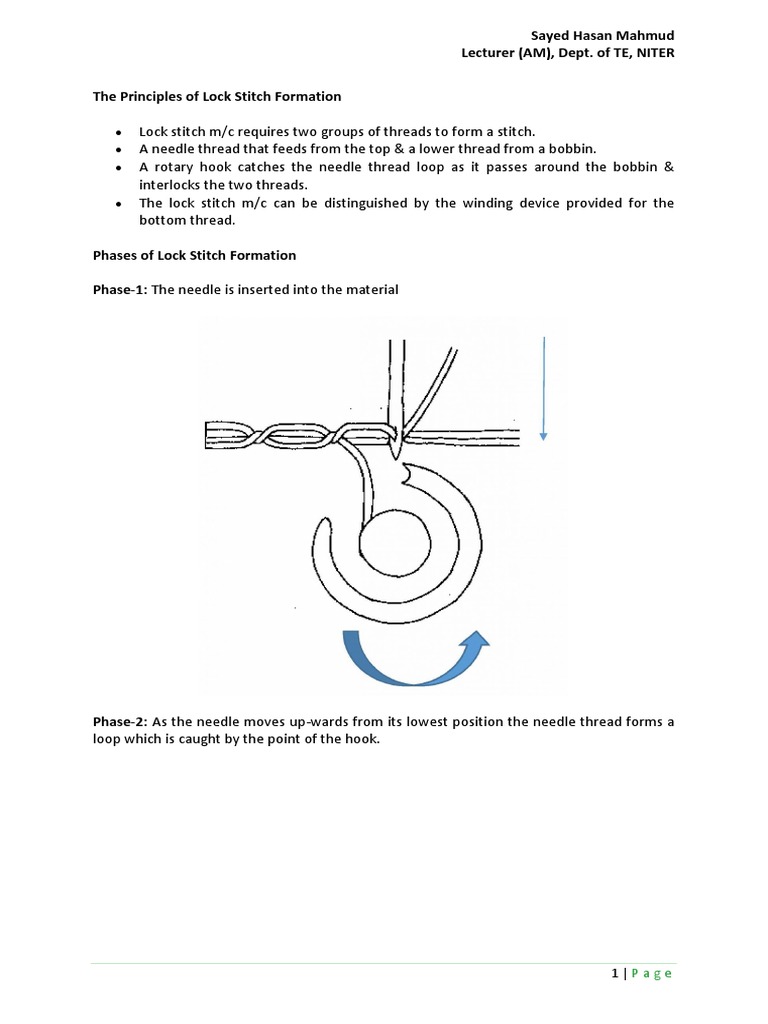 Principle of Lock Chain - Feed Mechanism (SH) | PDF | Sewing Machine ...