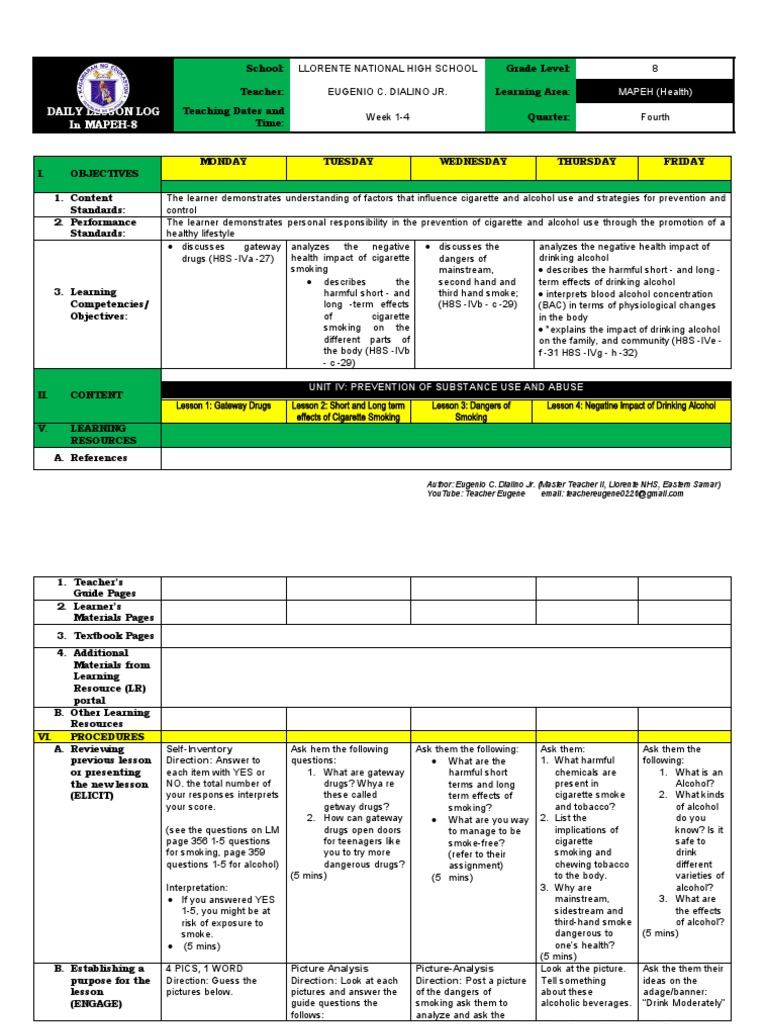 Q4-DLL Health 8 - Wk1-4 | PDF