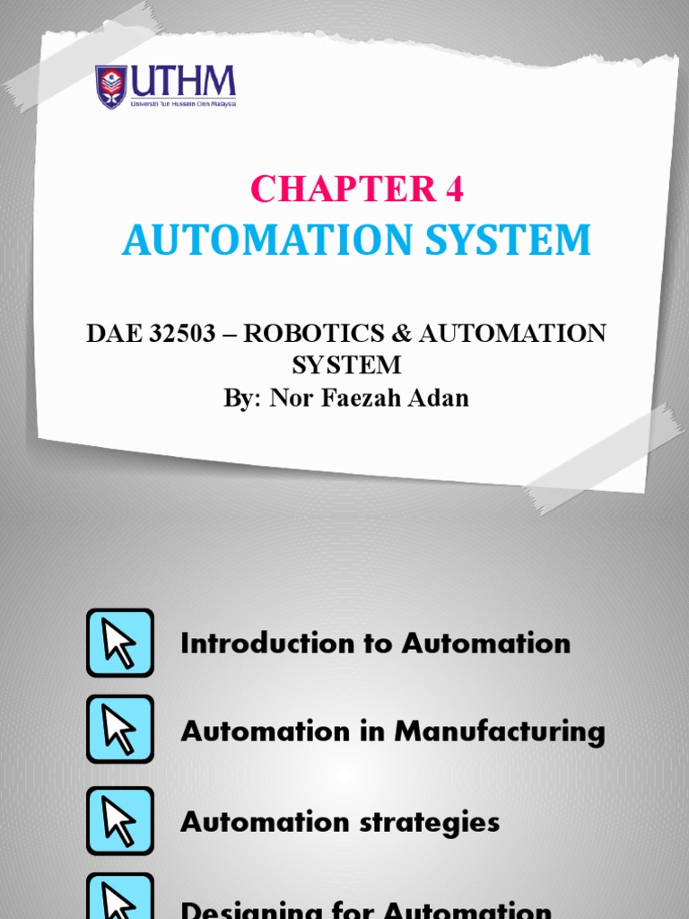 Automation System: Dae 32503 - Robotics & Automation System By: Nor Faezah Adan | PDF