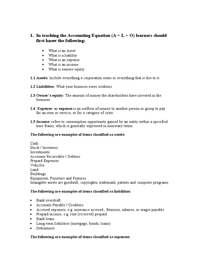 ACCOUNTING GRADE 10 - 12 HOW TO TEACH ACC EQUATION - for merge.doc ...