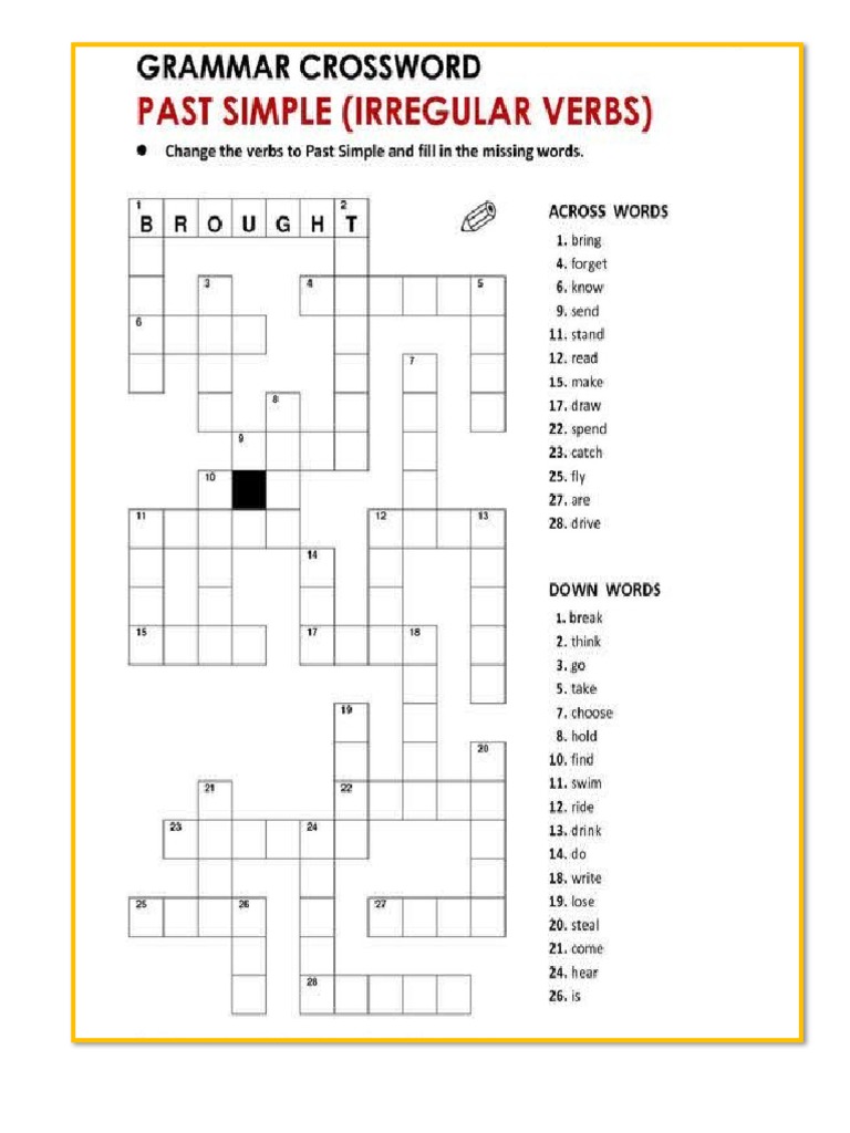 Past Simple Crosswords | PDF