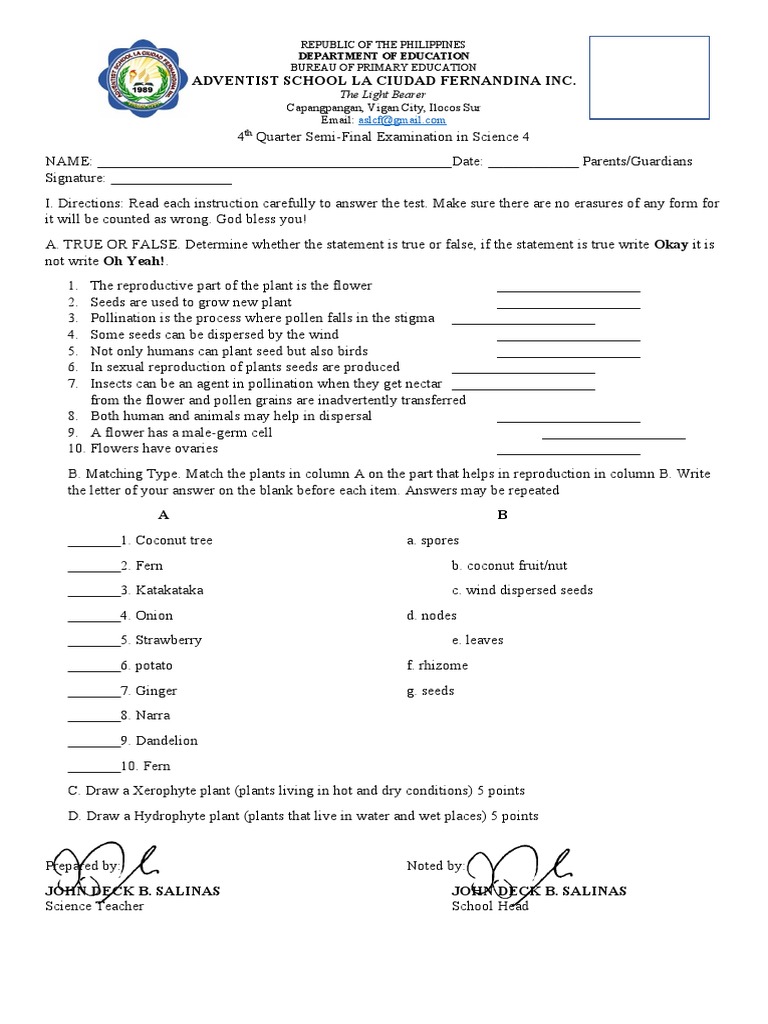 Science 4 Semi-Final Exam Guide | PDF | Flowers | Pollination