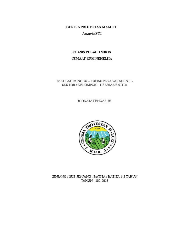 Biodata Pengasuh GPM Nehemia 2023 | PDF