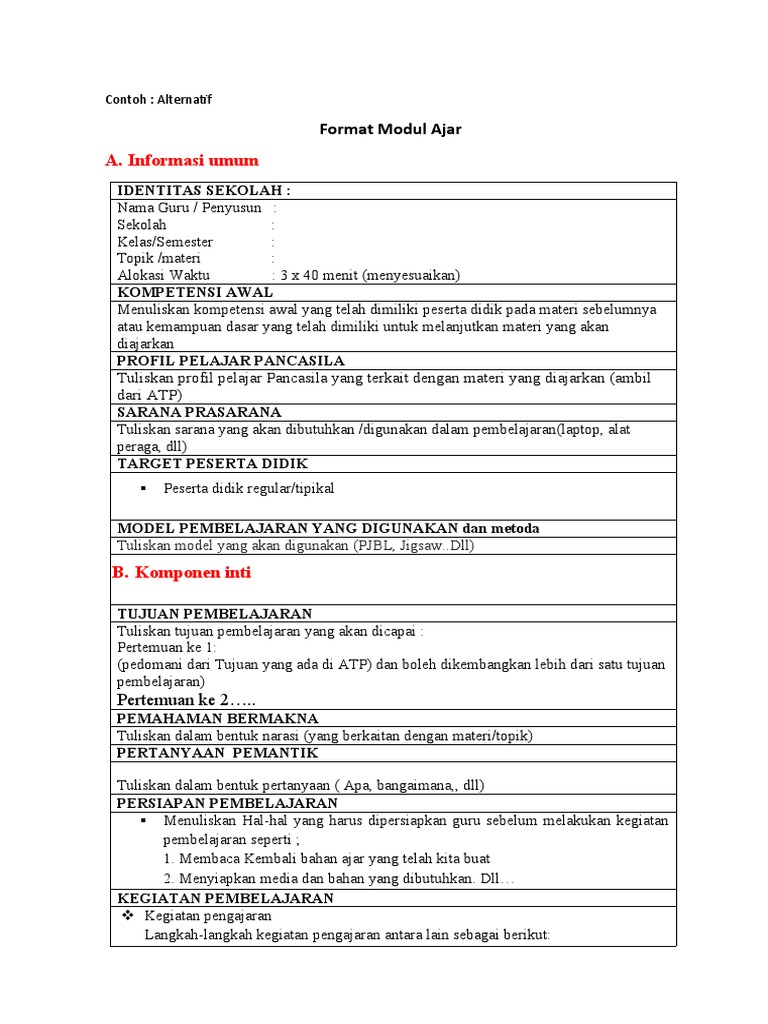 LK. 02. Format Modul Ajar | PDF