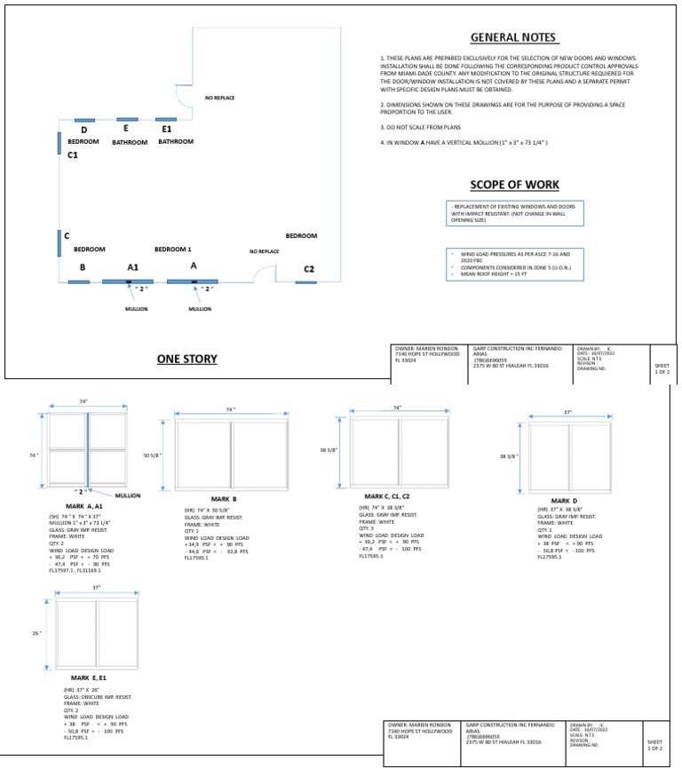 Planos Window Door Marien Rondon 7140 Hope ST Hollywood FL 33024 | PDF | Building Technology ...