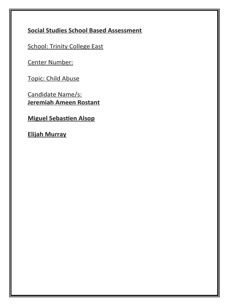 Social Studies (Group SBA) | PDF | Child Abuse | Crimes