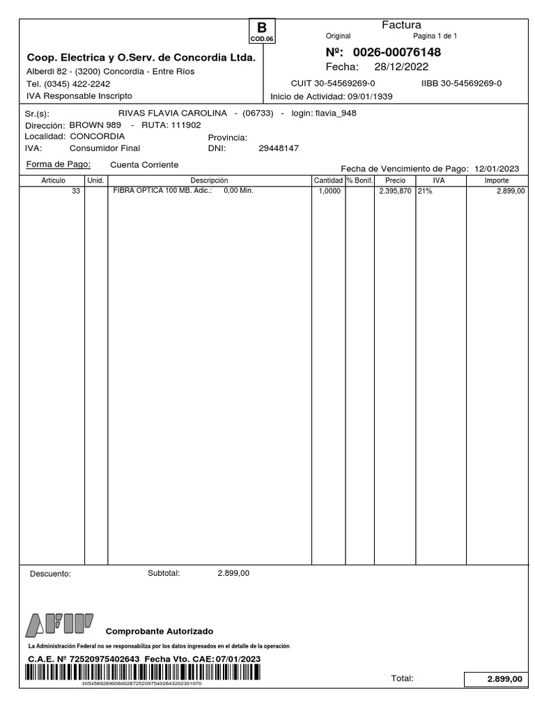 FacturaB0026 00076148 PDF | PDF