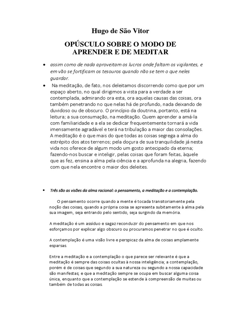 Hugo de São Vitor-Opúsculo Sobre o Modo de Aprender e Meditar ...