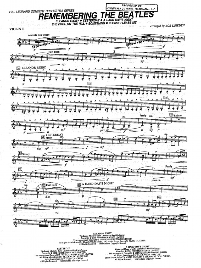 Remembering The Beatles - Violín 2 | PDF