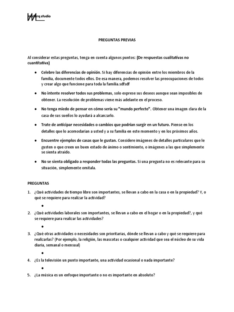 Pre Design Questions Madarq | PDF