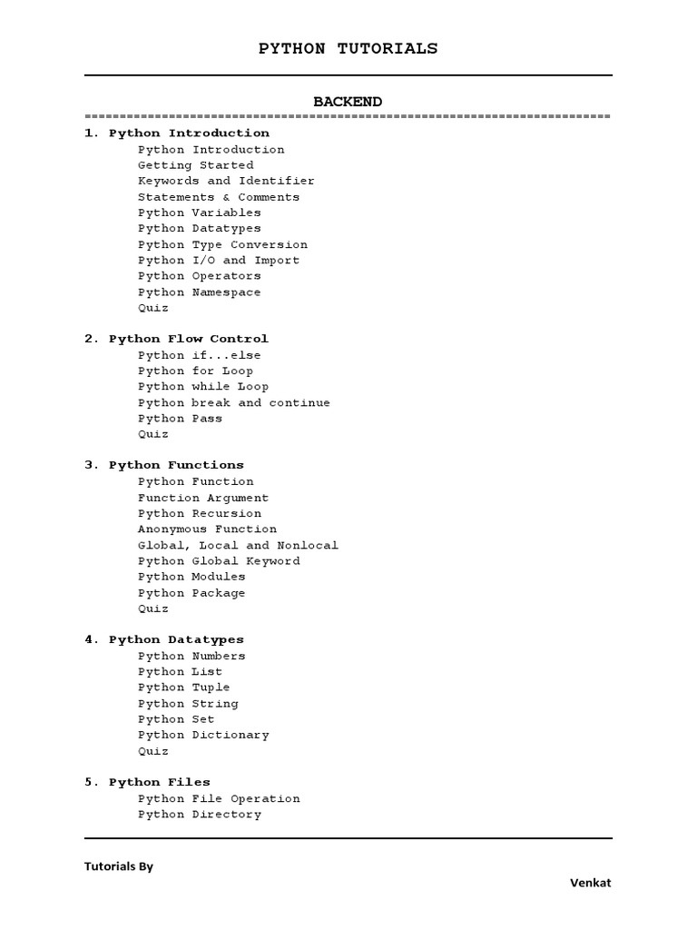 Python Tutorials Pdf Python Programming Language Control Flow