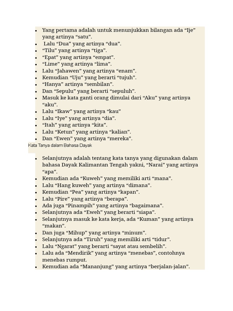 Dokumen Kosa Kata Bahasa Dayak | PDF