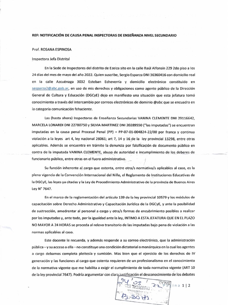 Denuncia Notificacionpenal Ezeiza PDF | PDF
