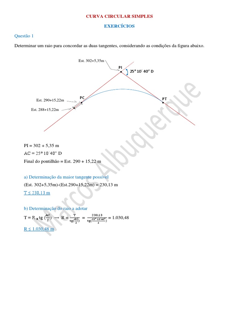 Curva Circular Simples.pdf | PDF | Objetos matemáticos | Geometria do ...
