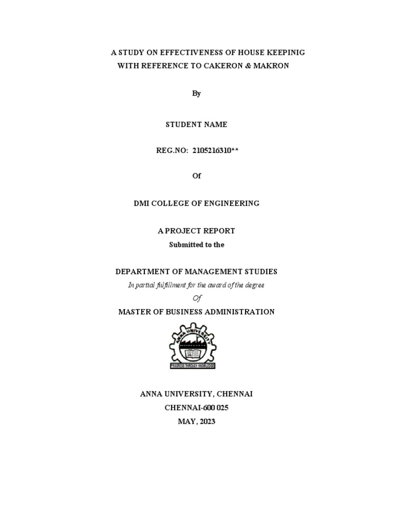 MBA Project - Front Pages | PDF | Master Of Business Administration ...